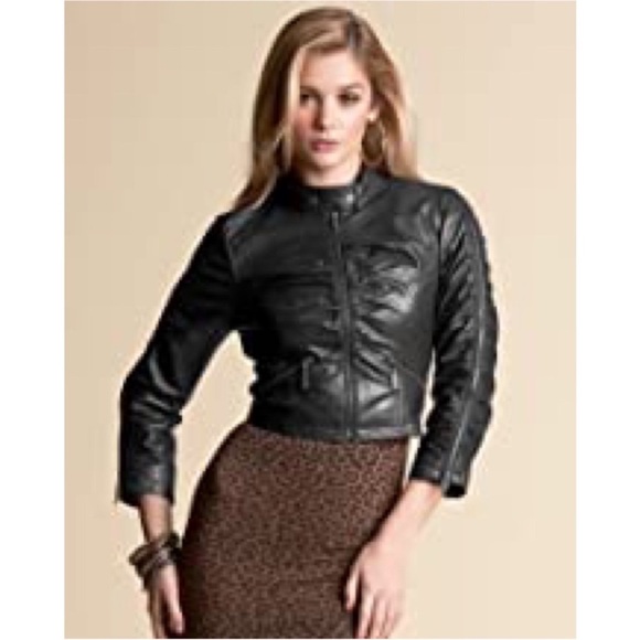bebe | Jackets & Coats | Bebe Genuine Leather Moto Jacket Cropped ...